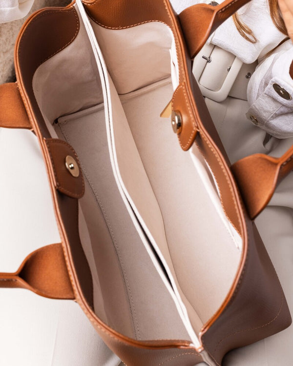 MAISON RINCEAU | Le Grand Rosa Camel Grainé - Sac bandoulière en cuir