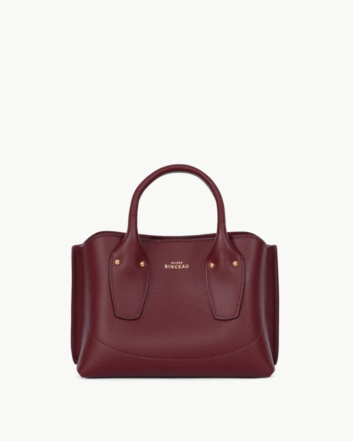 MAISON RINCEAU | Le Mini Rosa Bordeaux Grainé - Sac bandoulière en cuir